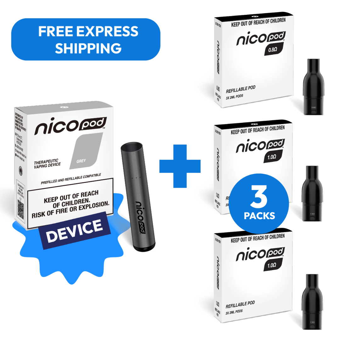 NICOPOD® DEVICE & 3 PACK REFILLABLE PODS PACK
